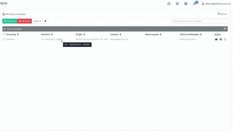 Plataforma para consultores em licitações - Minha Effecti